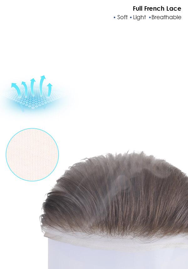 Pre-Cut Men’s Hair System with Short Messy Hairstyle