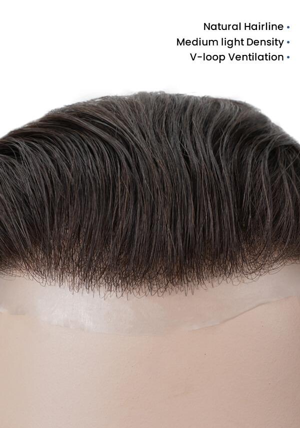 Pre-Cut Men’s Hair System with Short Messy Hairstyle