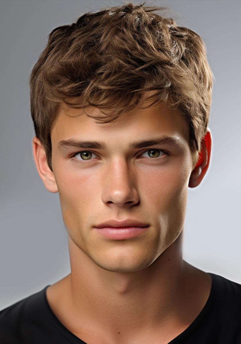 Pre-Cut SuperSkin-V Men's Toupee with Messy Quiff Hairstyle