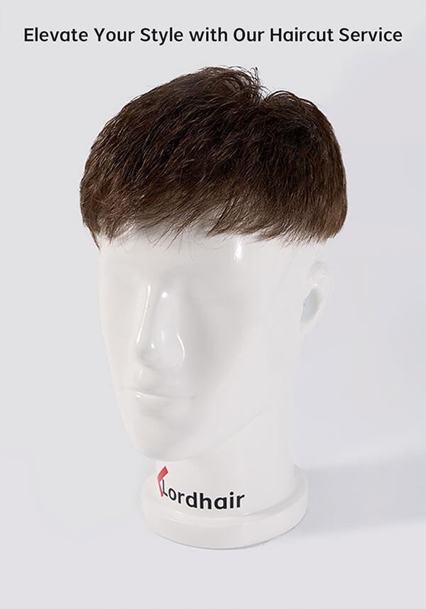 Pre-Cut Men’s Hair System with Short Messy Hairstyle