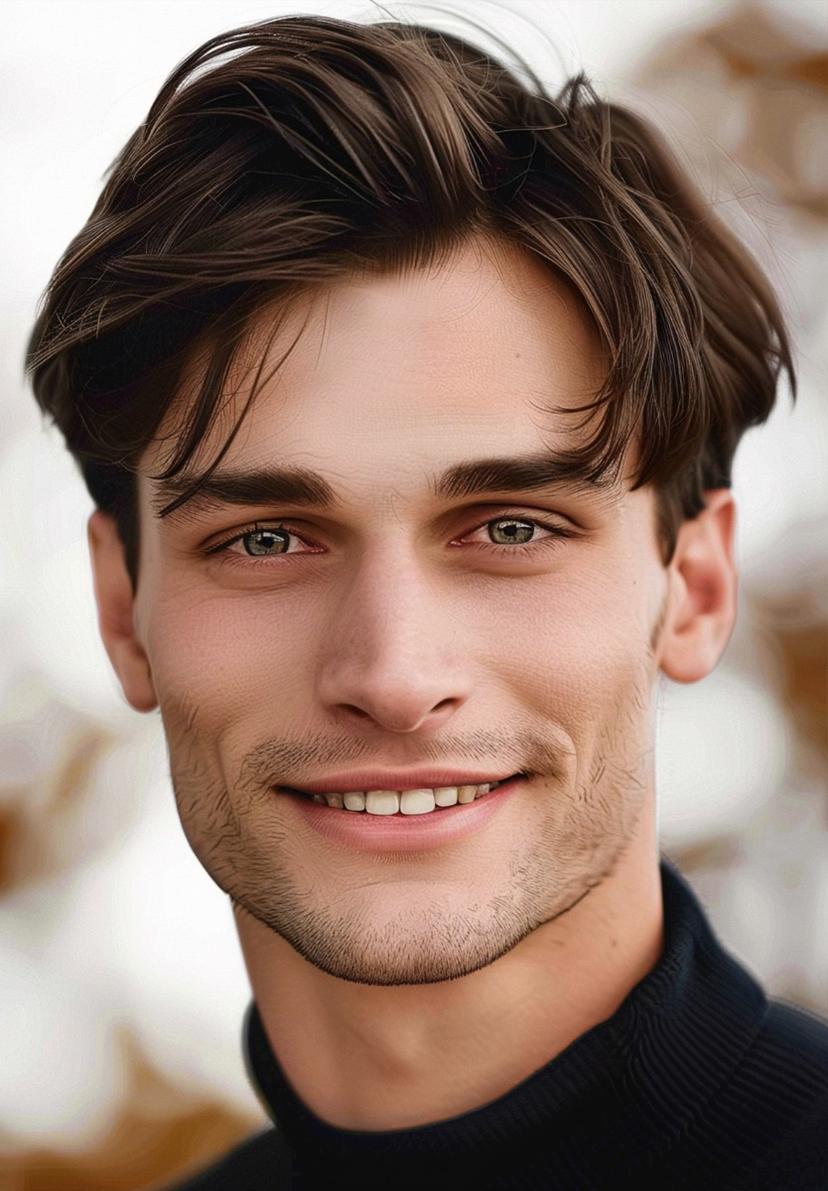 Pre-Cut Men’s Hairpiece with Side-parted Style with Volume