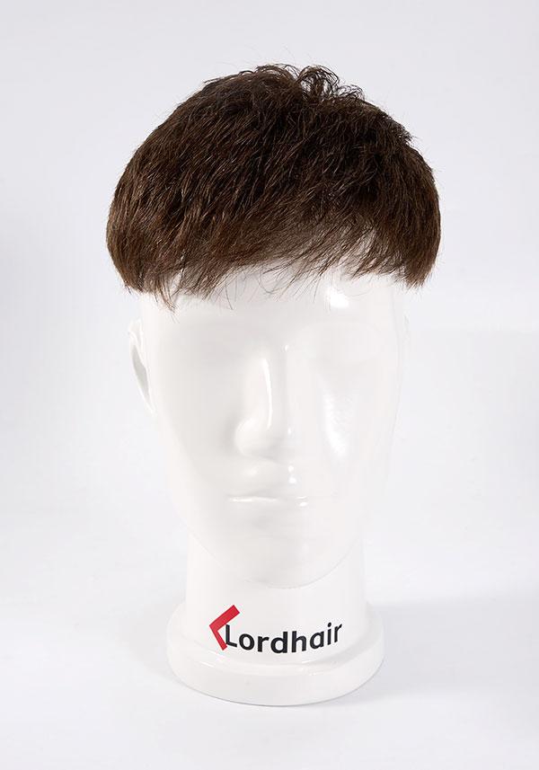 Pre-Cut Men’s Hair System with Short Messy Hairstyle